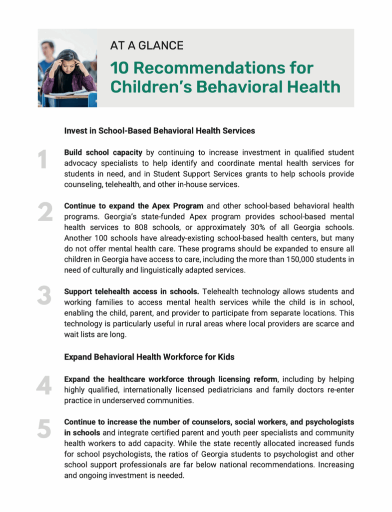 10 Recommendations for Children’s Behavioral Health – School-Based ...